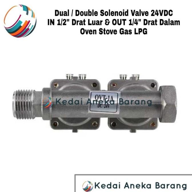 Jual Dual Double Solenoid Valve 24V Dc Gas Lpg Oven In 1/2 Out 1/4 Inch | Shopee Indonesia