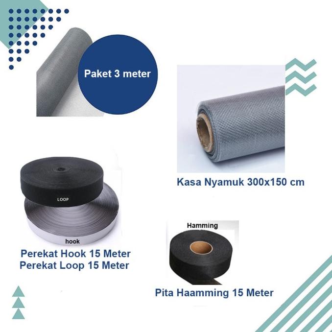 Jual Jaring Nyamuk Lengkap Velcro & Hamming DIY Ukuran 300x150 Kasa ...