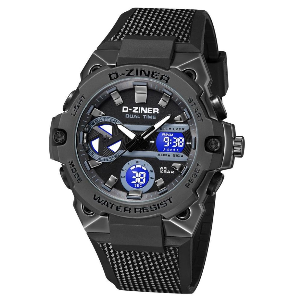 Jual JAM TANGAN PRIA DZINER 8302 DOUBLE TIME WATER RESISTANT 30M ...
