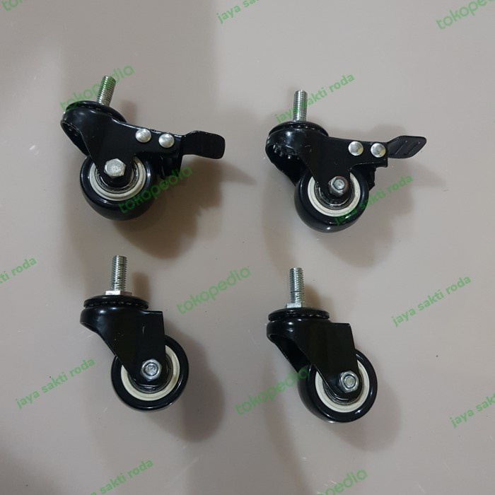 Jual Roda Lemari / Rak Srew / Drat 1,5 Inch Pu Black ( 2 Rem 2Polos ...