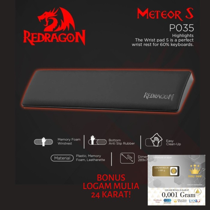 Jual Wrist Pad Redragon Gaming Wrist Pad 60% Keyboard Meteor S - P035 | Shopee Indonesia