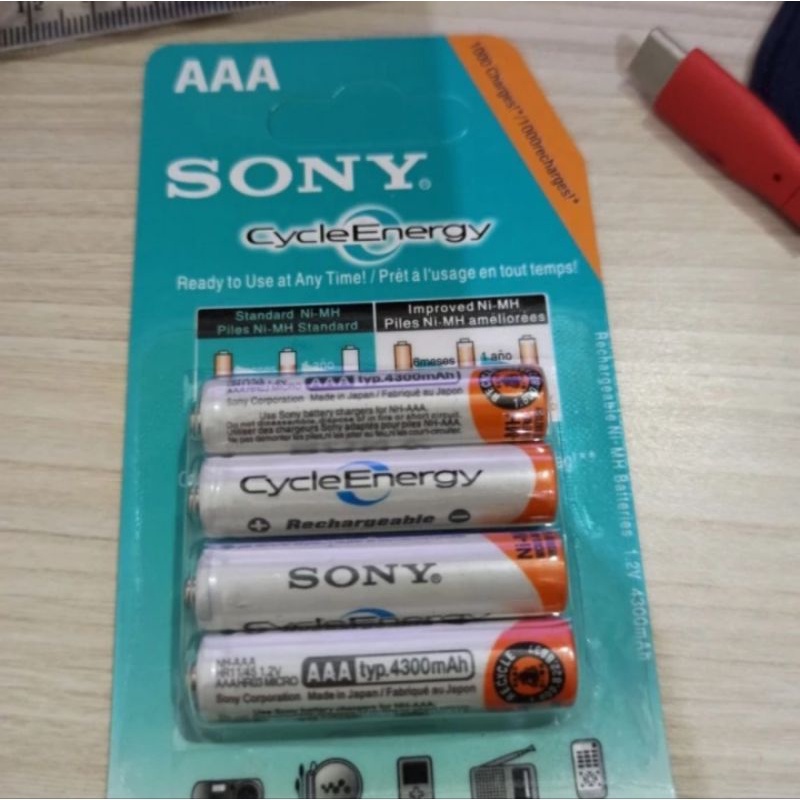 Jual BATERAI RECHARGEABLE BATRE CAS SONY AAA 4300Mah BP4 BEST QUALITY ...