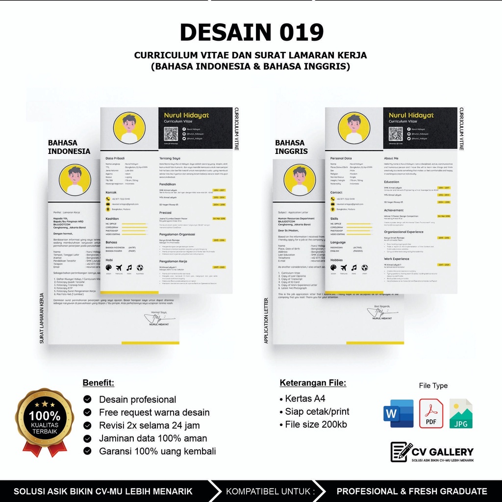 Jual DESAIN PROFESIONAL CV DAN SURAT LAMARAN KERJA (DESAIN 019) | Shopee Indonesia