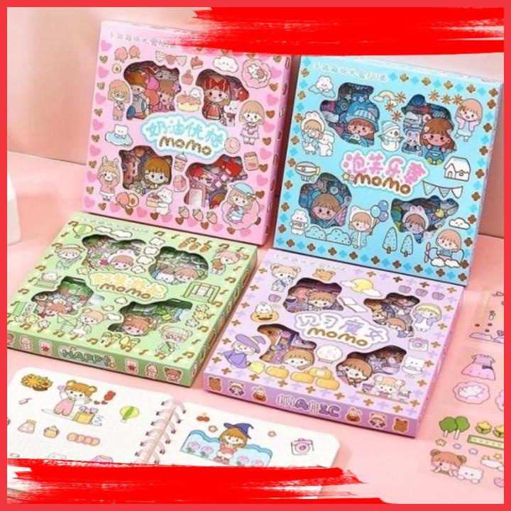 Jual (MOT) STICKER BOX 1 PACK ISI 100 LEMBAR MOMO 2D KARAKTER KOREA ...
