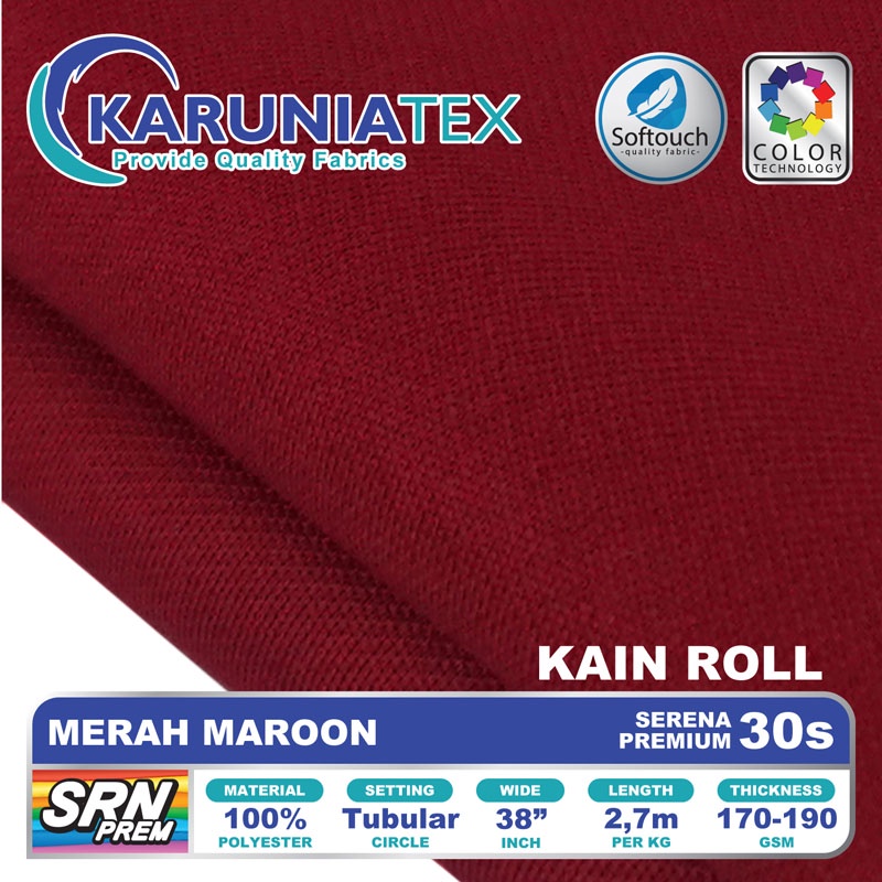 Jual Kain Serena 30s Rollan | Merah Maroon | Karunia Textile | Shopee ...