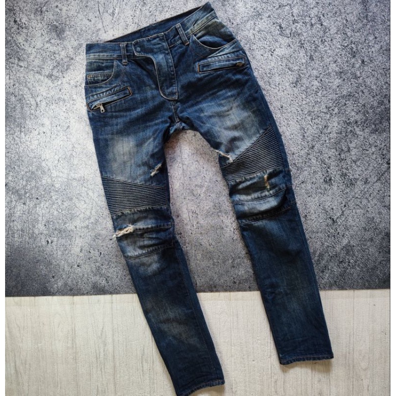 Jual BALMAIN RIPPED BIKERS DENIM | Shopee Indonesia