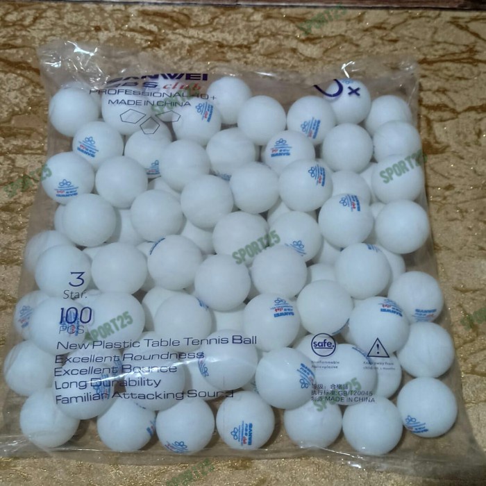 Jual Bola Pingpong Tenis Meja Table Tennis SANWEI Club Isi 100 ORIGINAL | Shopee Indonesia
