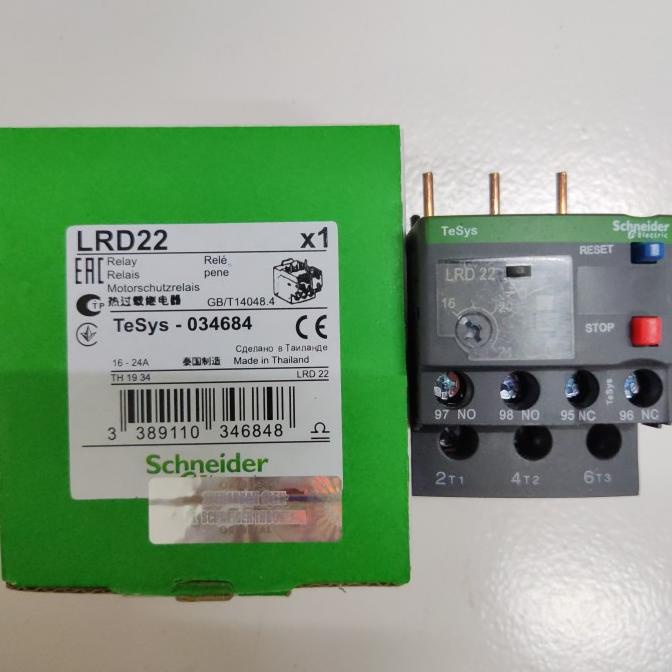 Jual thermal overload relay Schneider lrd22 16a - 24a tor original 100% ...