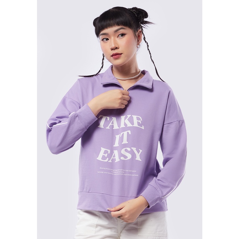 Jual COLORBOX Half Zip Up Sweatshirt Purple | Shopee Indonesia