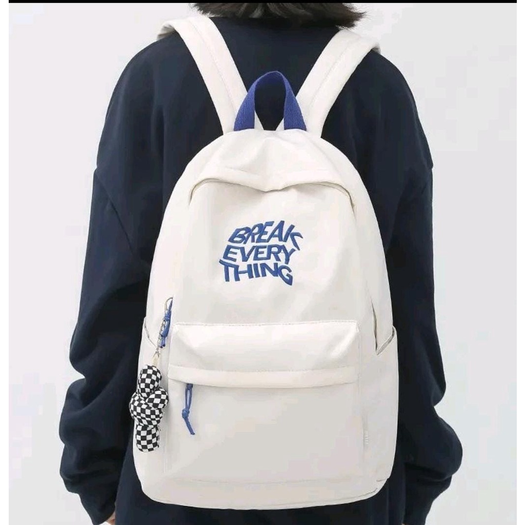 Jual Tas Ransel Sekolah BREAK EVERY THING / Tas Kanvas Korea Cewe Cowok ...