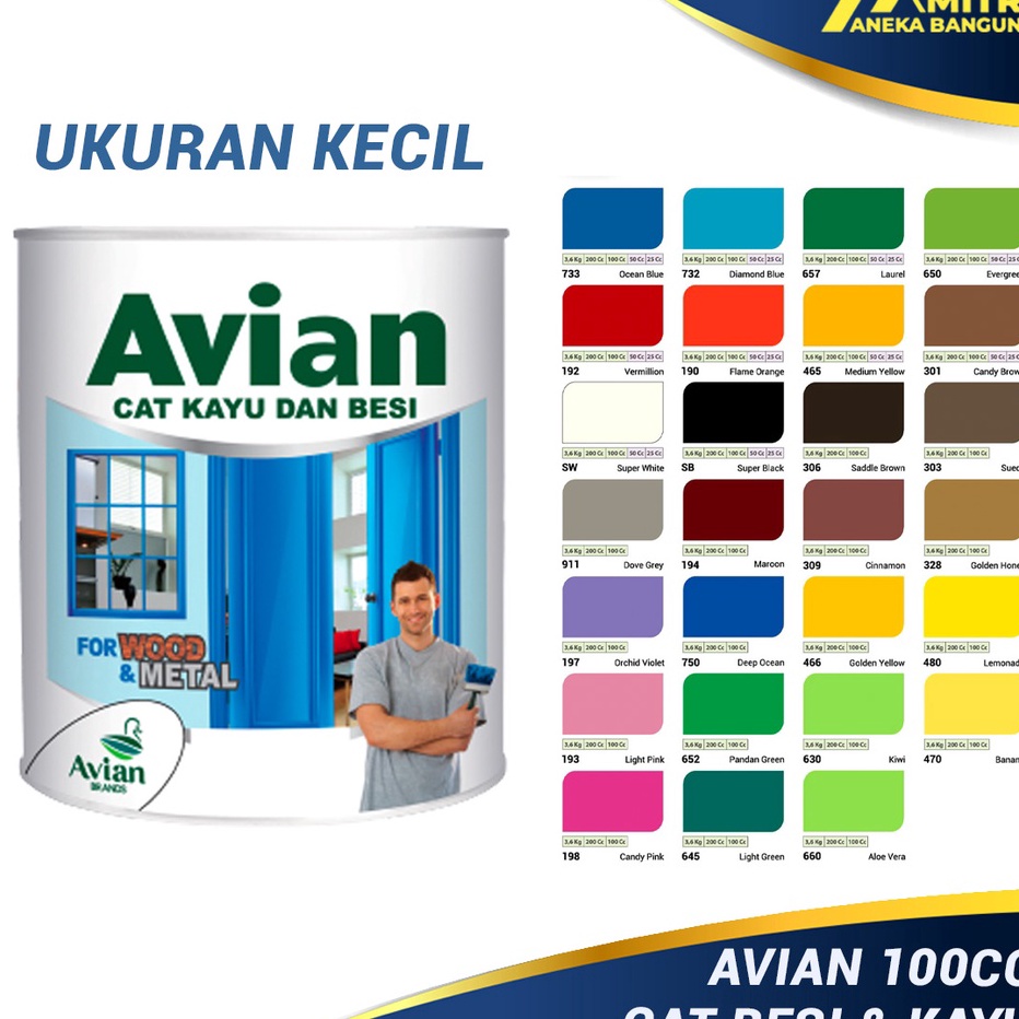 Jual Ready cat besi dan kayu avian 100 cc / cat minyak sintetis / cat ...
