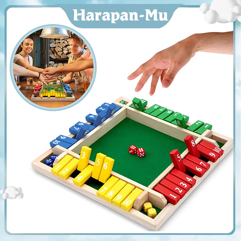 Jual Mainan Board Game Dadu Shut The Box Angka 1-10 4 Sisi Untuk Anak ...