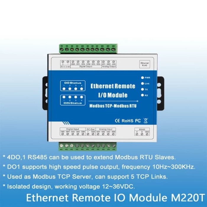 Jual Remote IO Modbus RTU TCP/IP RS485 Digital Input Output 8 DI 8 DO 4 ...