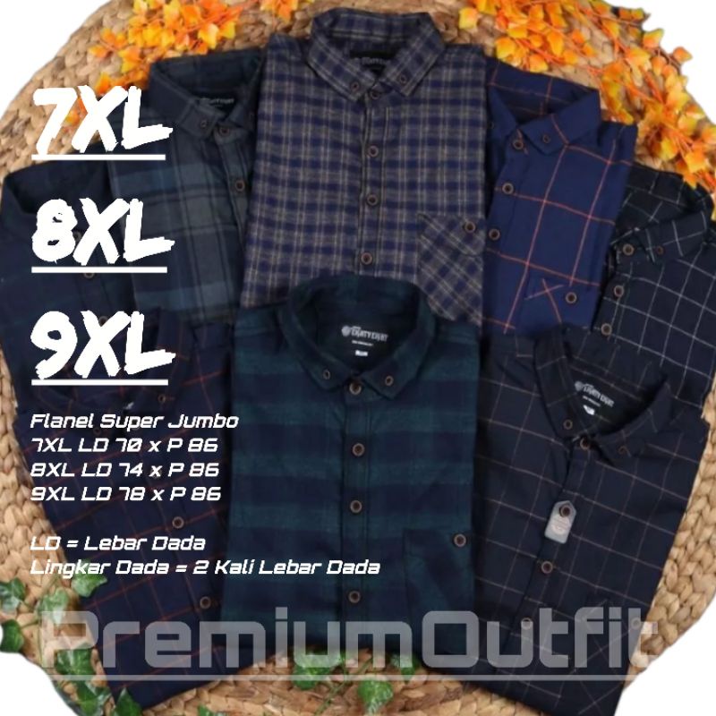 Jual Kemeja Flanel Lengan Panjang Super Jumbo Bigsize 7XL 8XL 9XL Pria Wanita Cowok Cewek ...