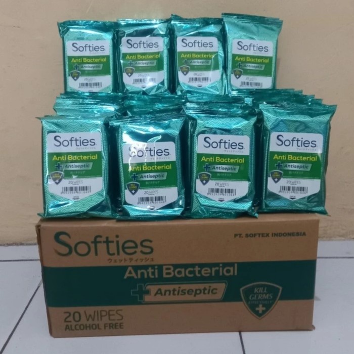 Jual Fakhir- 1 Karton Tissue Softies Wet Wipes 20S Antibacterial Tisu ...