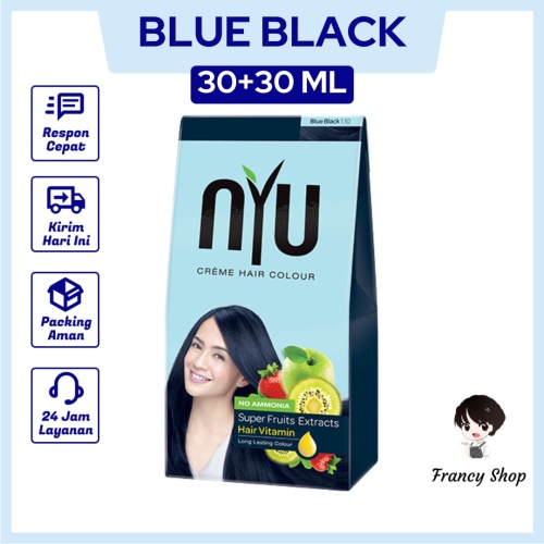 Jual Pewarna Rambut NYU Blue Black Semir Biru 30+30 ml | Shopee Indonesia