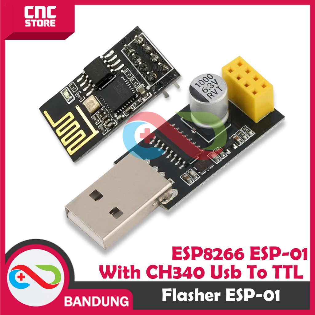 Jual PAKET BUNDLE ESP-01 ESP8266 DAN CH340 USB TO SERIAL ADAPTER ESP-01 ...