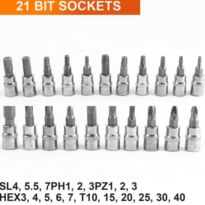 Jual Update Set Kunci Shock 1/4 Socket + Obeng Socket Set 46 Pcs ...