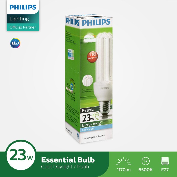 Jual Philips Essential 23W CDL E27 220-240V Cahaya Putih | Shopee Indonesia
