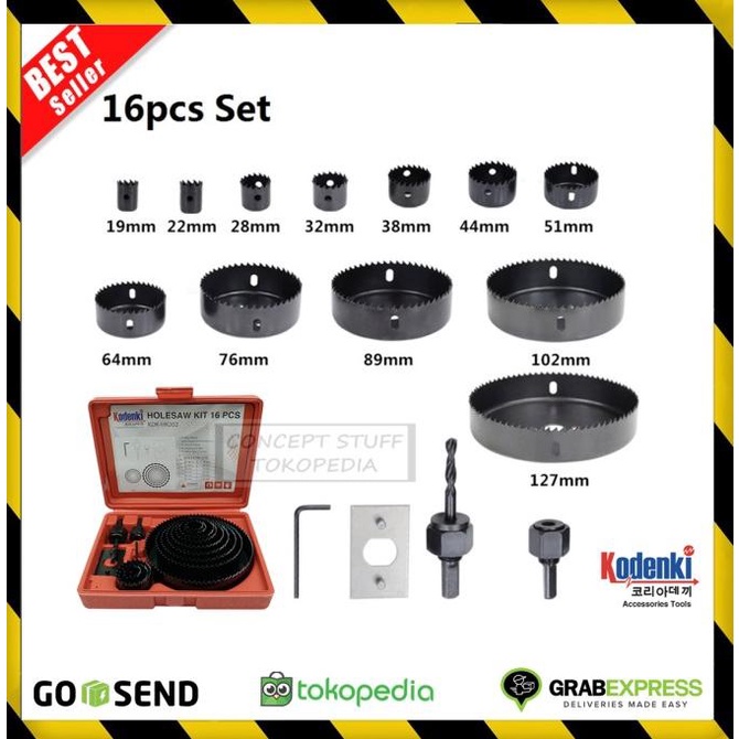 Jual Terbaik Mata Bor Holesaw Kit Set 16 Pcs Pembolong Kayu Pipa ...