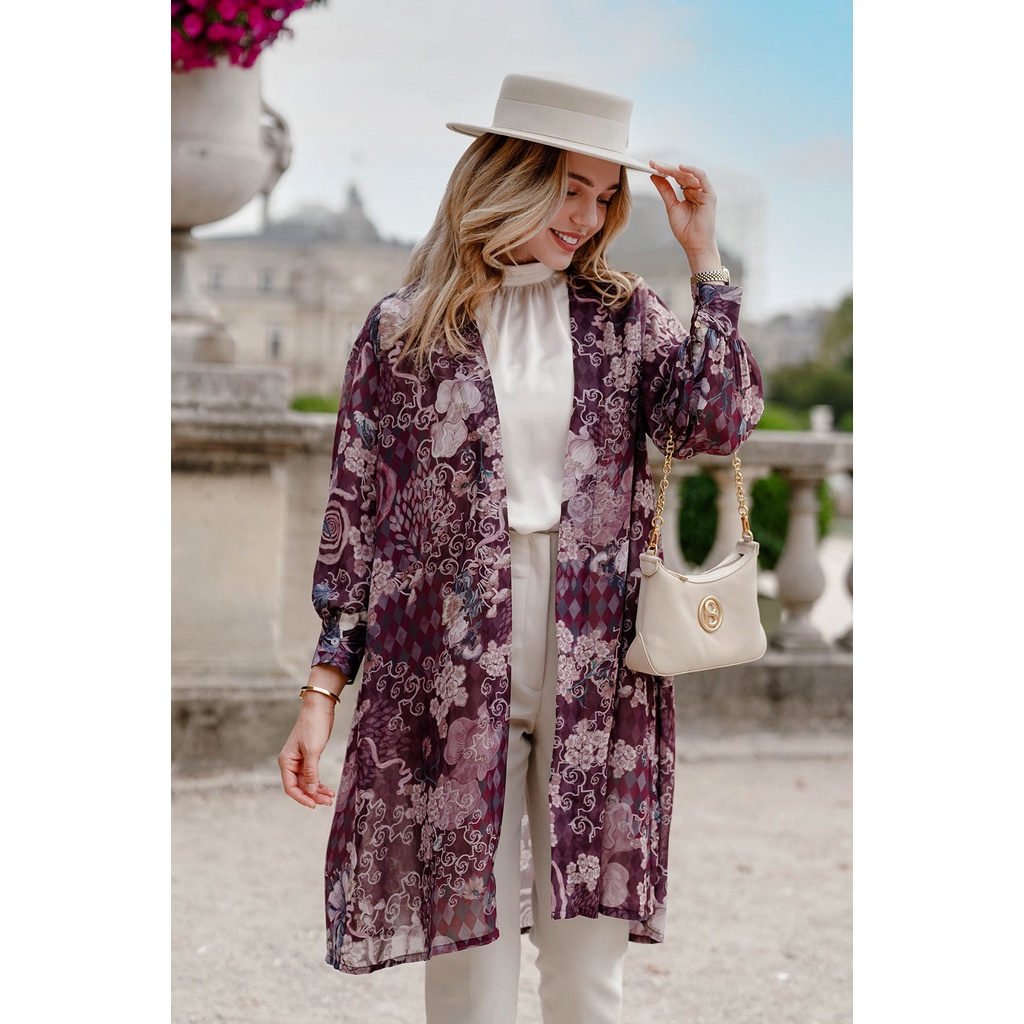 Jual Benang Jarum - The Wonderland Long Outer - Maroon | Shopee Indonesia