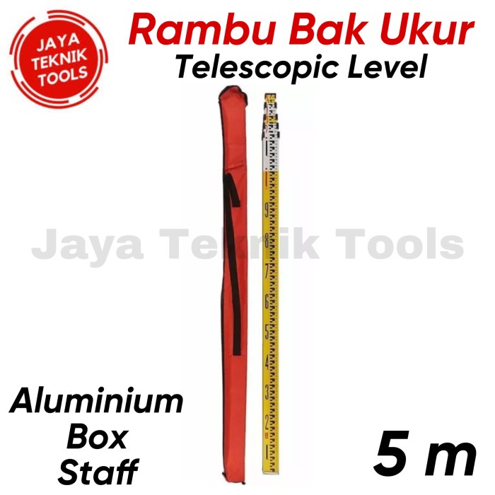 Jual COD Rambu Bak Ukur 5 Meter Aluminium Box Level Staff Mistar Ukur ...