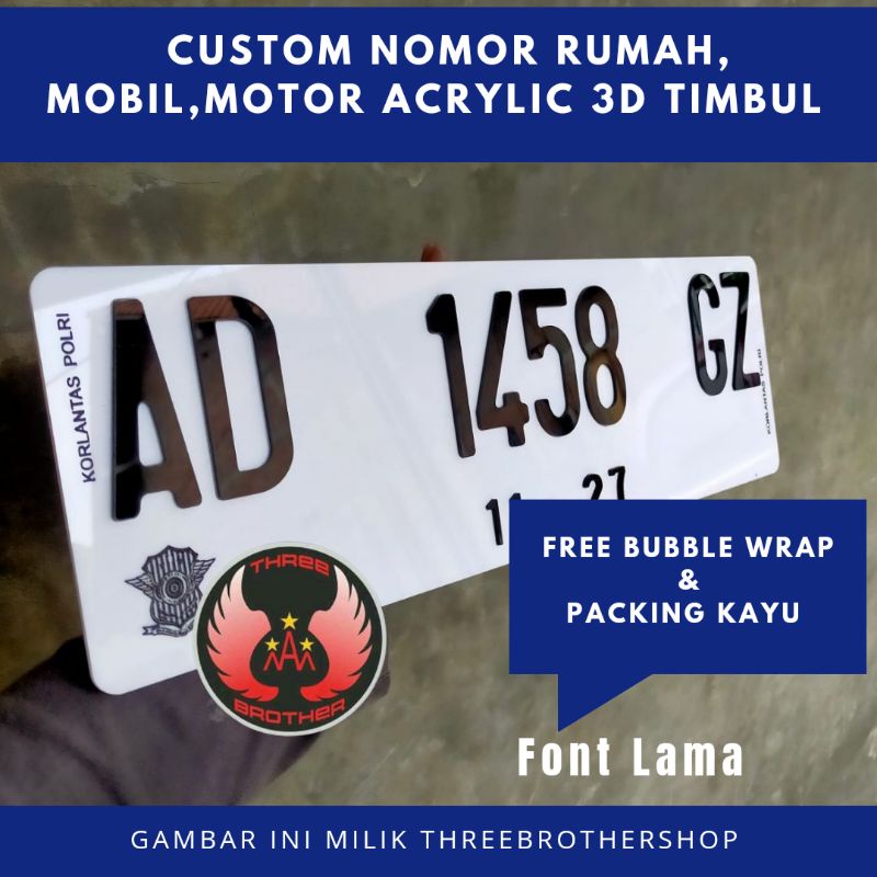 Jual Custom Plat Nomor Mobil Acrylic Model 3D timbul cutting laser ...