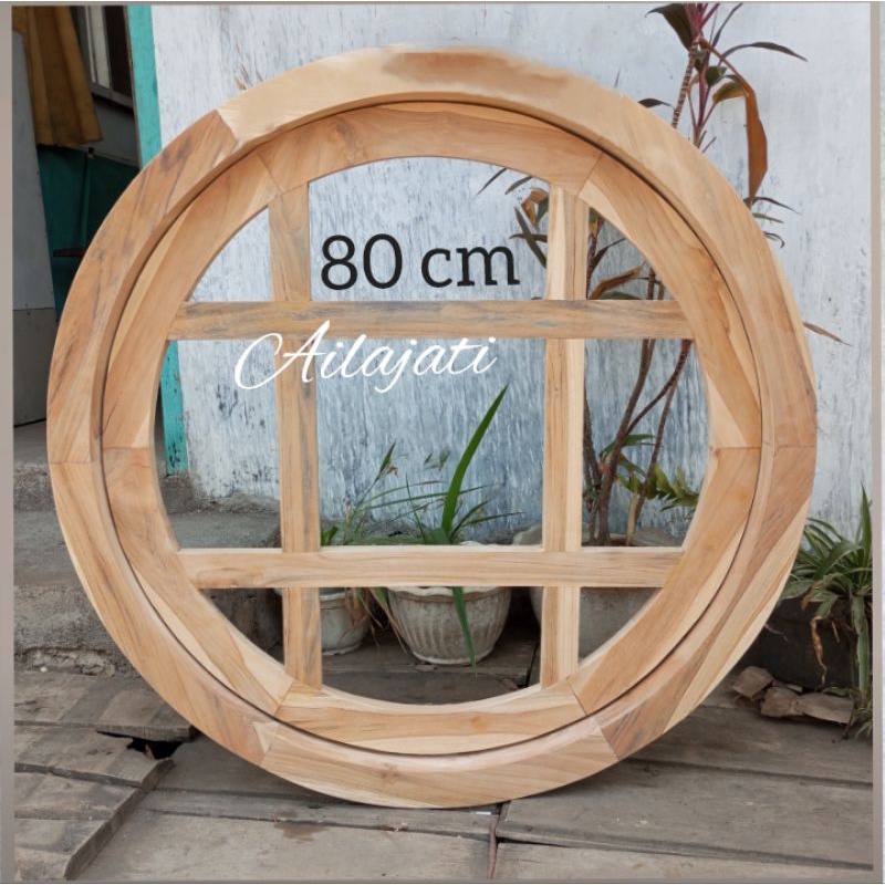 Jual KJBB-80 Cm Kusen Jendela Bulat Kayu Jati Aesthetic Bisa Diputar ...