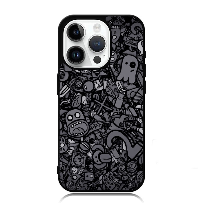 Jual Casing Case iPhone 15 Plus Pro Max Doodle Grey Cool P2127 Custom ...