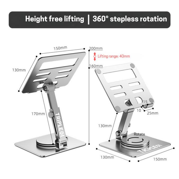 Jual Tripledi Td136 Stand Ipad Holder Tablet Aluminium Foldable Meja ...