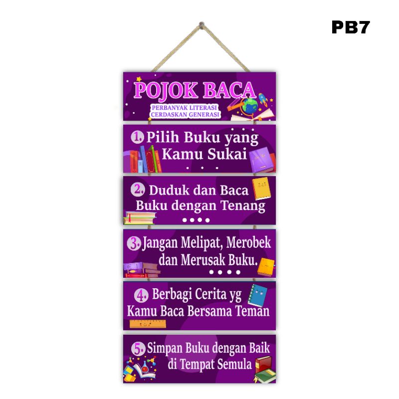 Jual Hiasan dinding POJOK BACA 6 Susun gantungan dinding sekolah edukasi kelas belajar anak ...