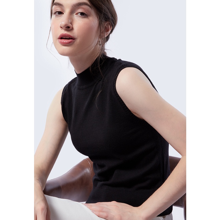 Jual Executive Turtle Neck Sleeveless Crop Top Black | Shopee Indonesia