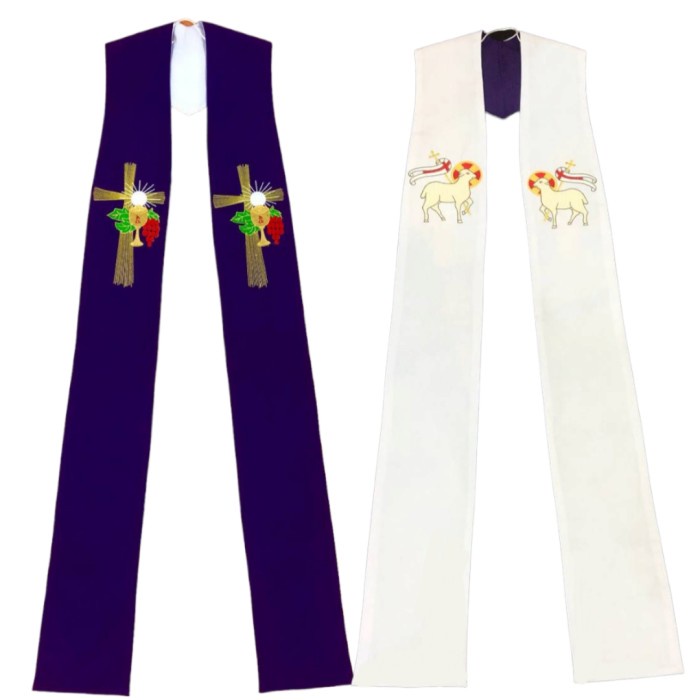 Jual STOLA PENDETA PELAYAN SYAL GEREJA KRISTEN BORDIR 2 WARNA BOLAK ...