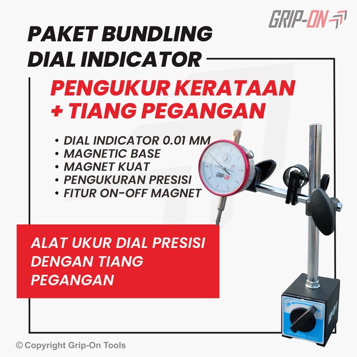 Jual Promo Grip-On Dial Indicator Dan Magnetic Base Alat Ukur Dial ...