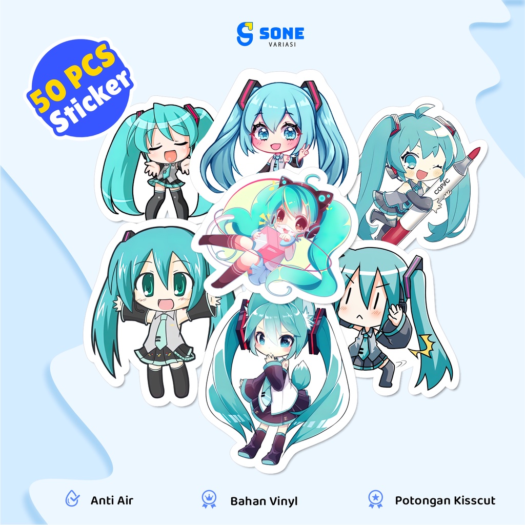 Jual Stiker Hatsune Miku Vocaloid Paper Vinyl Waterproof Sticker ...