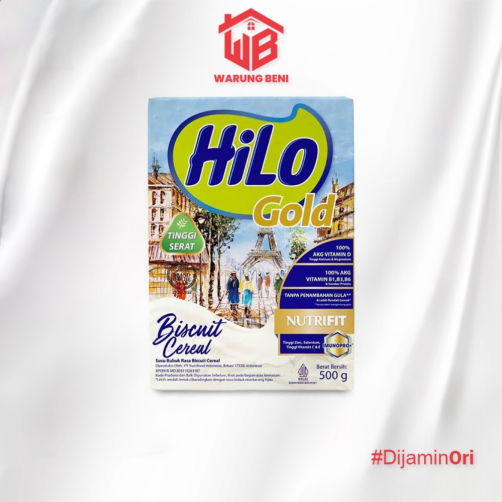 Jual HiLo Gold Susu Dewasa Tinggi Kalsium Biscuit Cereal 500 gr ...