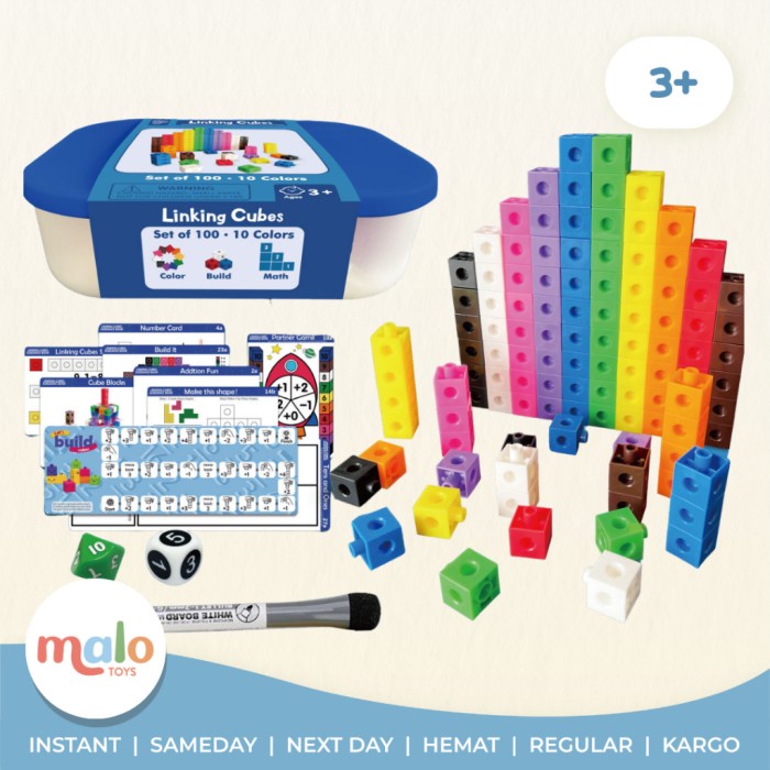Jual Promo Linking Cubes Link Cube Math Thinking Set 100Pcs Kit Plaking ...