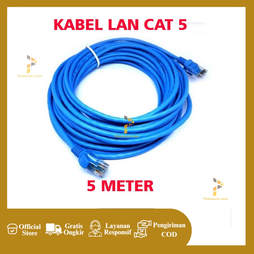 Jual Kabel LAN RJ45 ETHERNET 5M CAT 5 / Kabel UTP 5 Meter Pabrikan High Quality 333 | Shopee ...