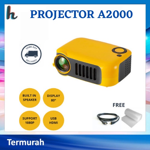 Jual MINI PROYEKTOR A2000 MINI LED PROJECTOR 1080P FULL HD 800 LUMENS ...