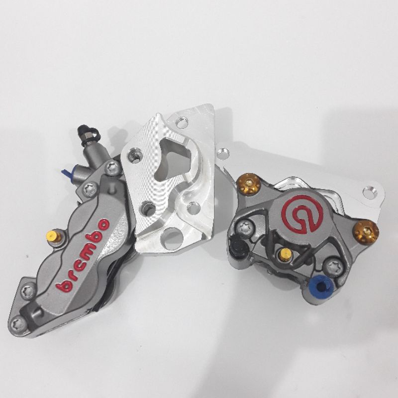 Jual kaliper big pot brcmbo nmax depan dan belakang kaliper 4 piston plus breket | Shopee Indonesia