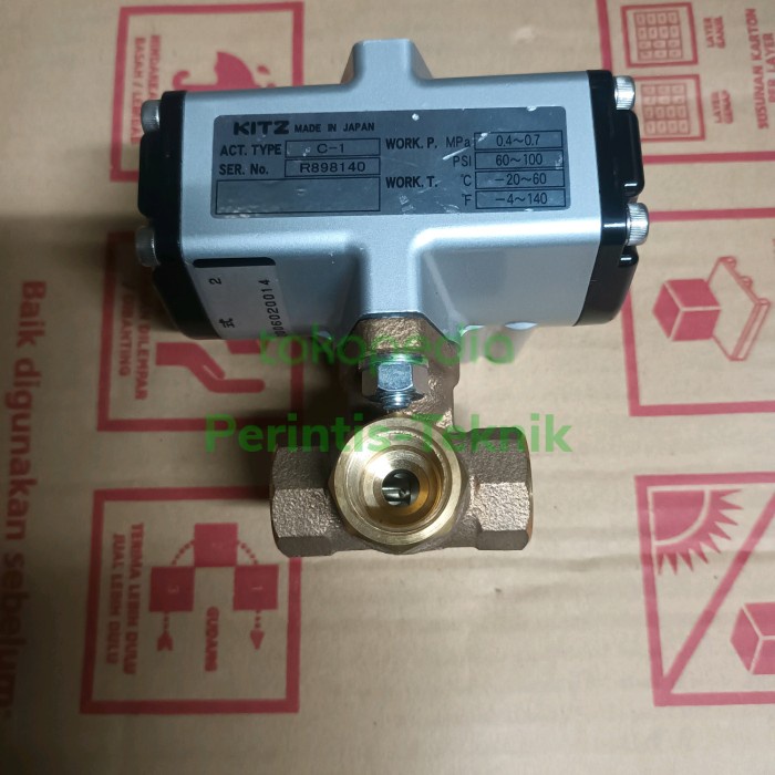 Jual 3way Ball valve penumatic actuator kitz 3/8" kuningan fig.C-TNE | Shopee Indonesia