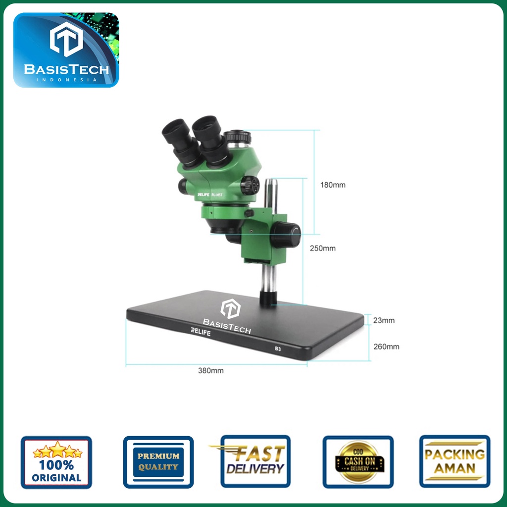 Jual MIKROSKOP TRINOCULAR STEREO RELIFE RL-M5T-B3 BASISTECH ORIGINAL ...