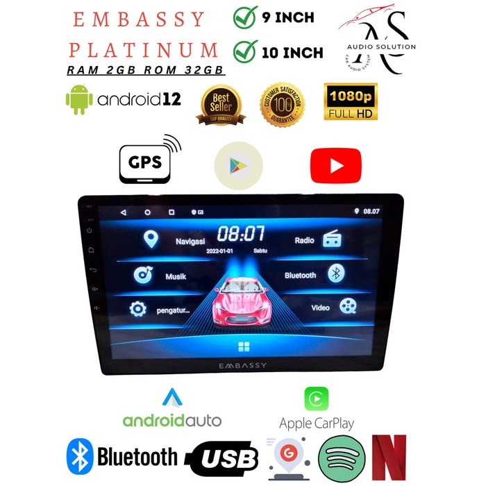 Jual Asli Head Unit Android Embassy 9 Inch Dan 10 Inch Flamengo Ram 2Gb Rom 32Gb Ready Stock ...