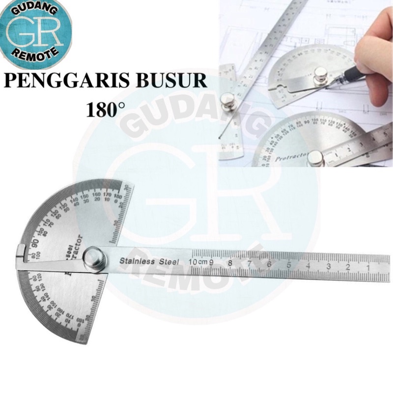 Jual Penggaris Busur 180° Derajat Bahan Stainless Steel Goniometer Alat ...
