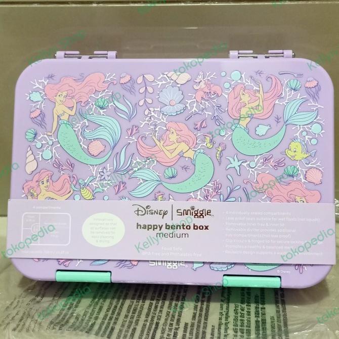 Jual Smiggle Lunch Box Bento Medium Happy Disney Princess Ariel Mermaid ...