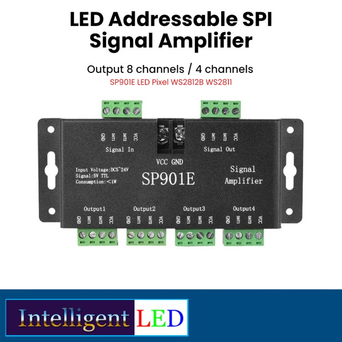 Jual LED Addressable SPI Signal Amplifier SP901E LED Pixel WS2812B ...