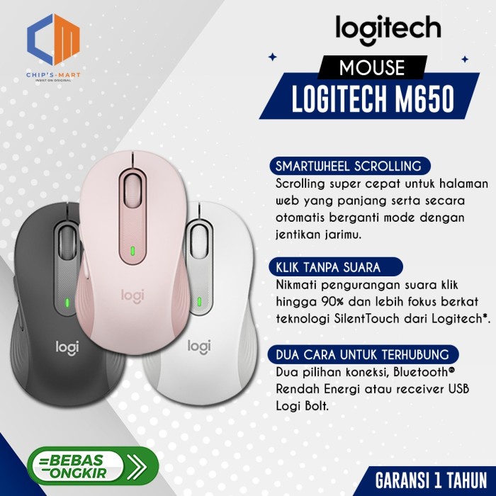 Jual Logitech Signature M650 Mouse Wireless Bluetooth Silent - garansi ...