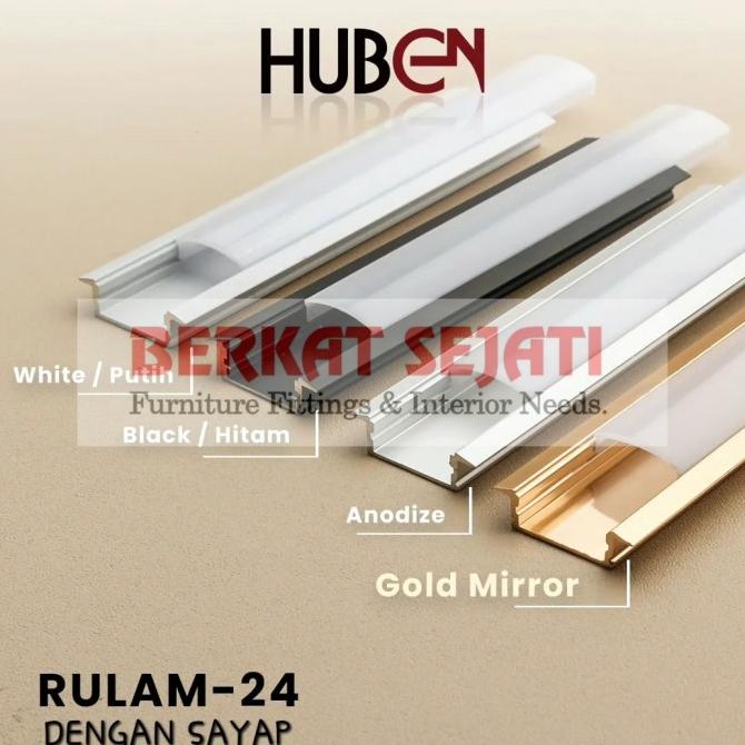 Jual List Rail Lis Rel Rumah Cover Casing Lampu LED Strip Aluminium 1 ...