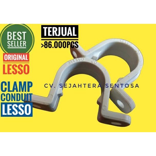 Jual PRAKAS U Style Klem Conduit LESSO 20mm 1/2 Penjepit Pipa Listrik ...
