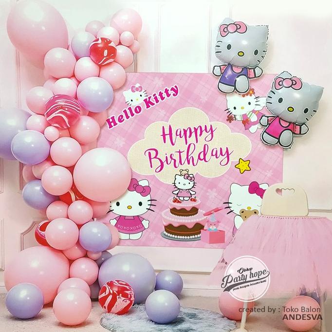Jual set dekor balon hello kitty / paket dekor balon hbd hello kitty ...